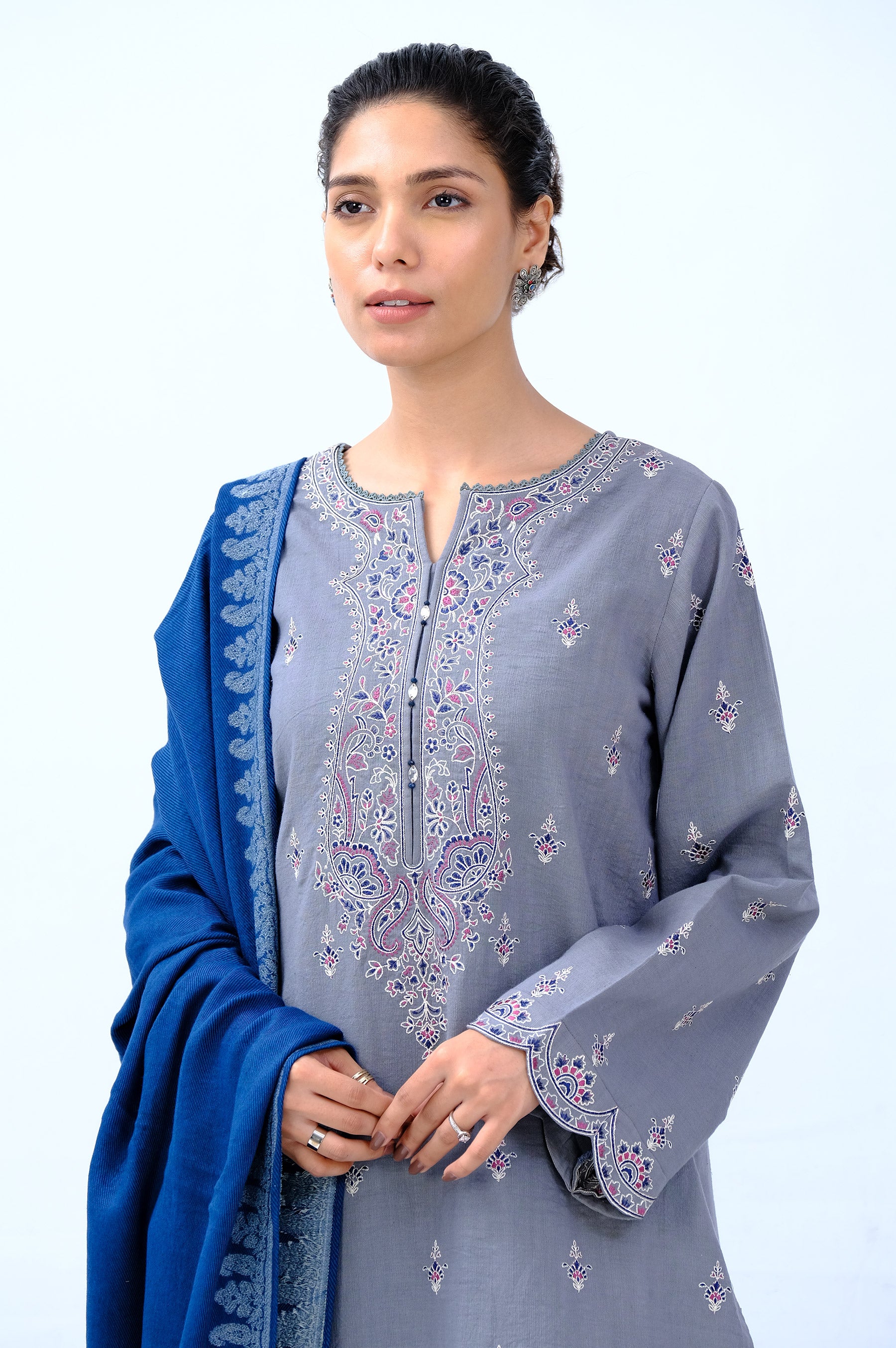 Stitched 2 Piece Embroidered Khaddar Suit