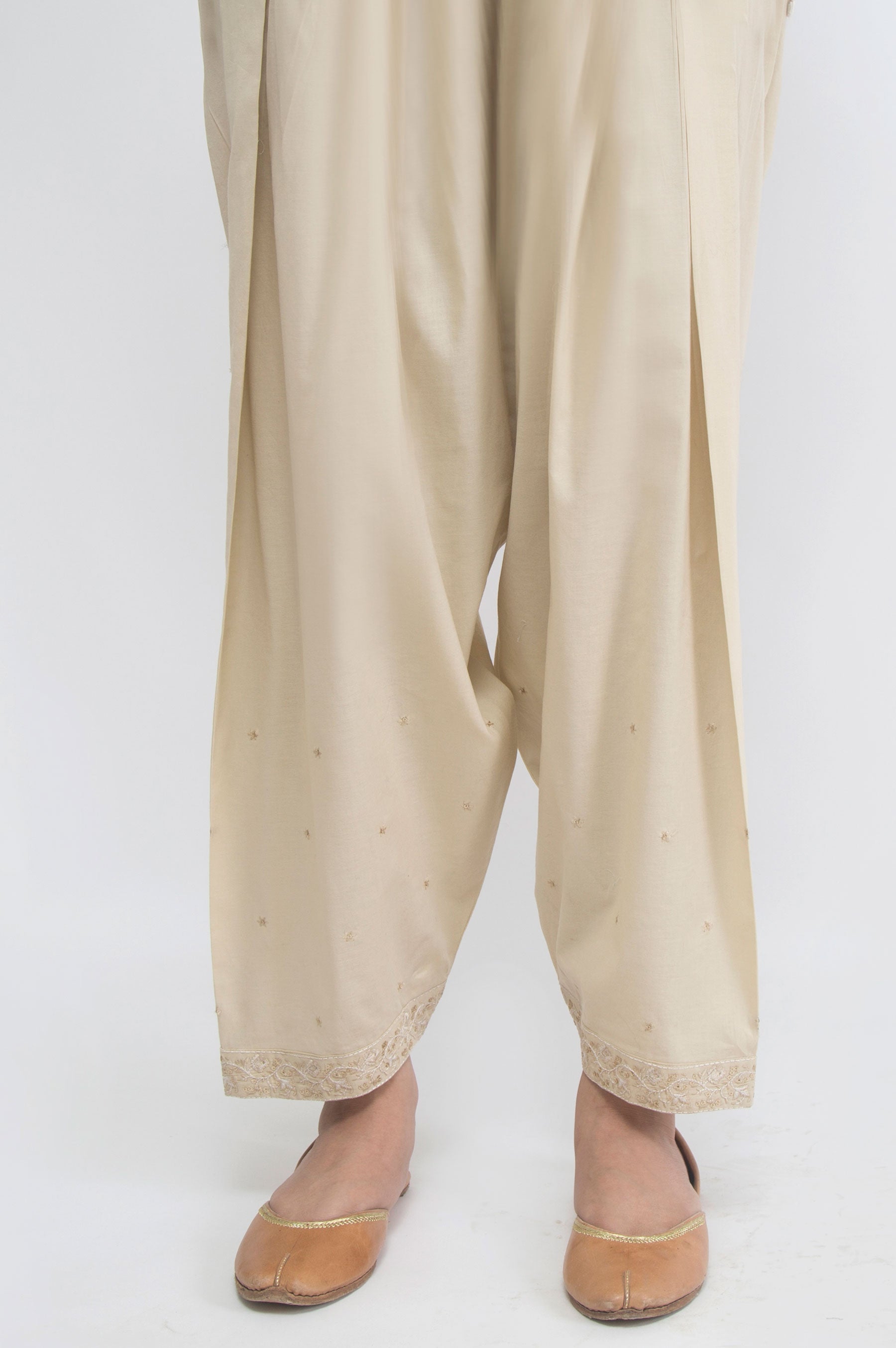 Embroidered Shalwar - Beige – Zeenwoman