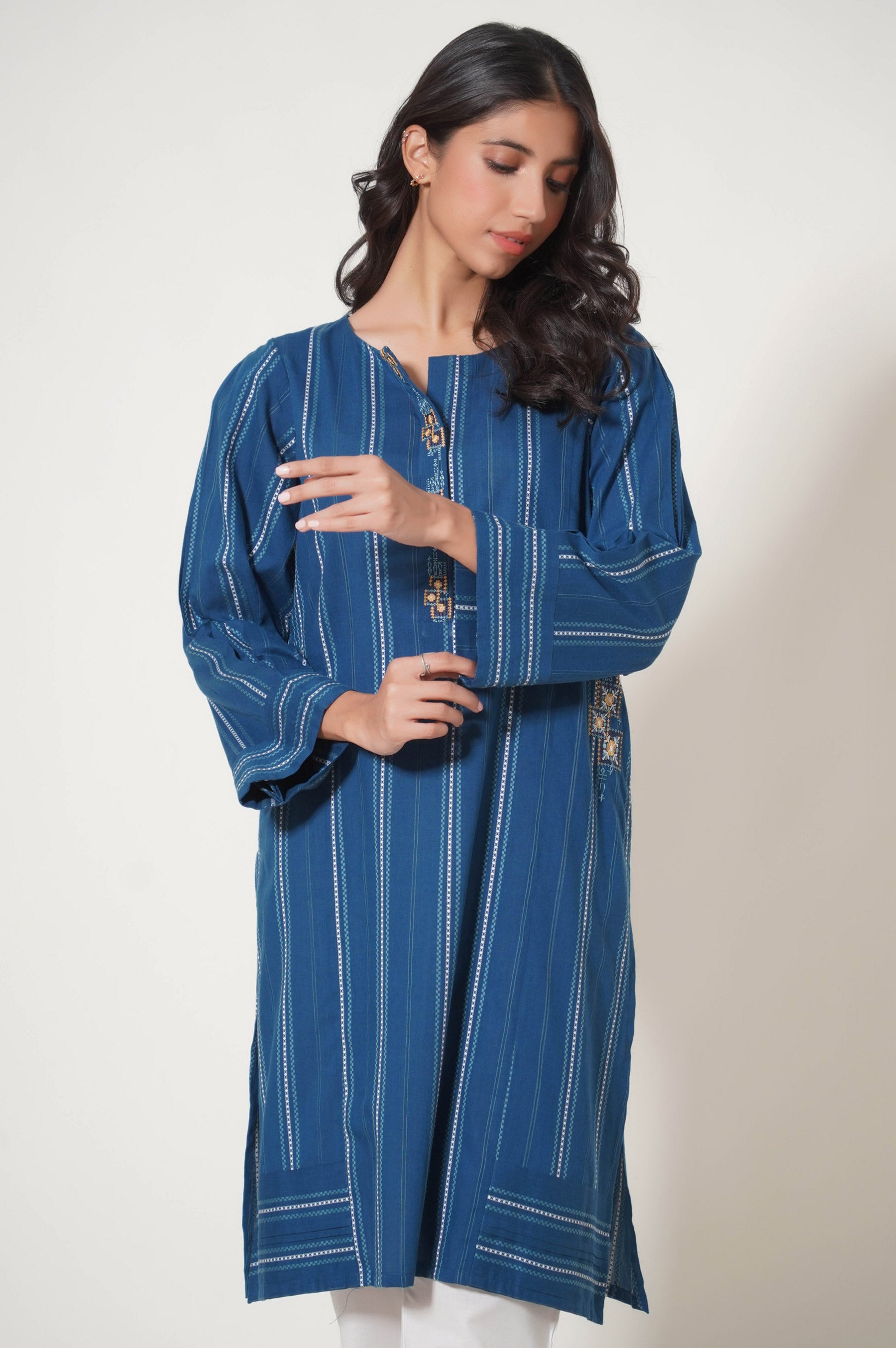 Stitched 1 Piece Embroidered Tarkashi Jacquard Shirt