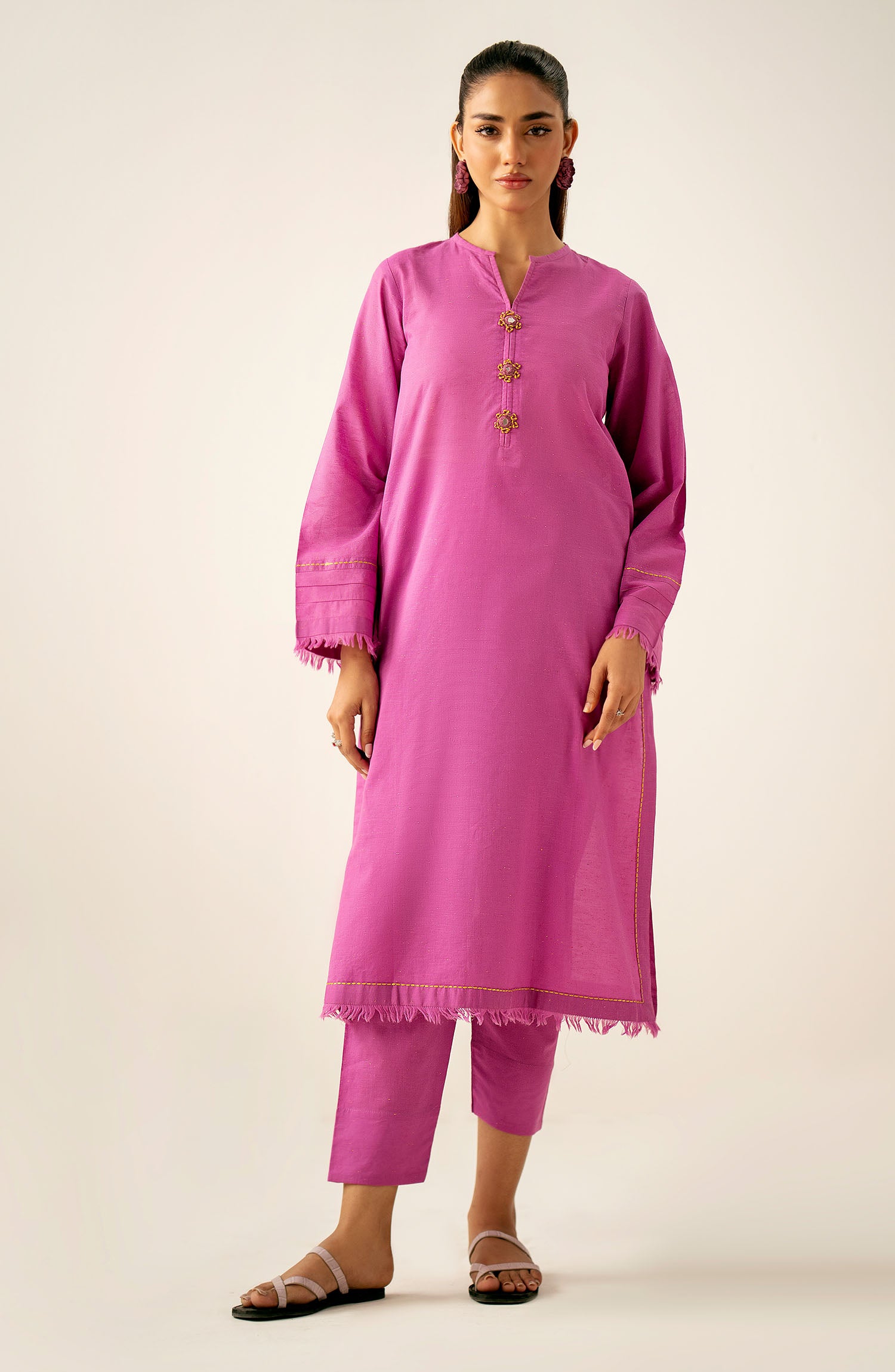 Stitched 2 Piece Embroidered Textured Neps Suit