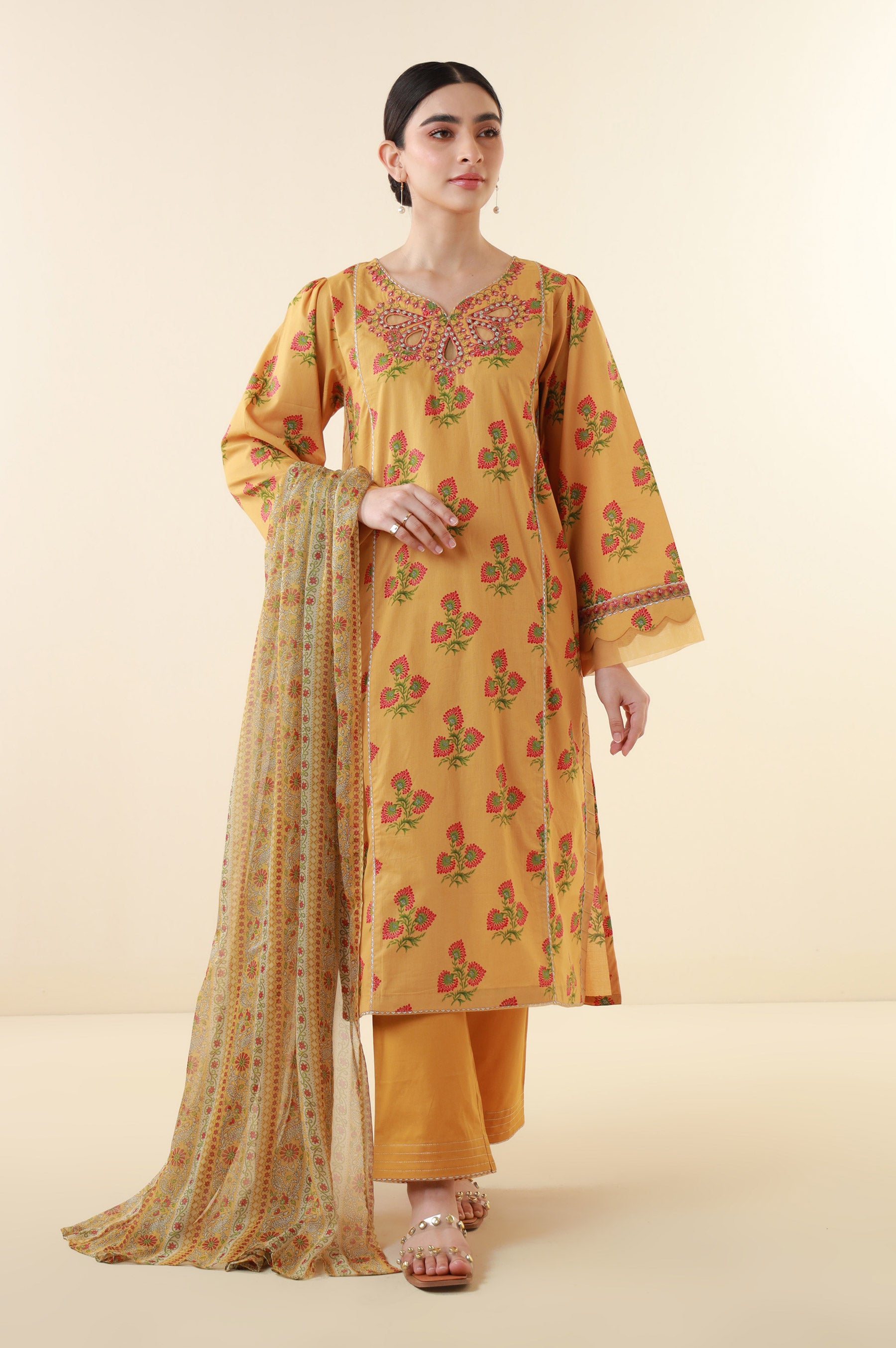 Unstitched 3 Piece Printed Lawn Suit