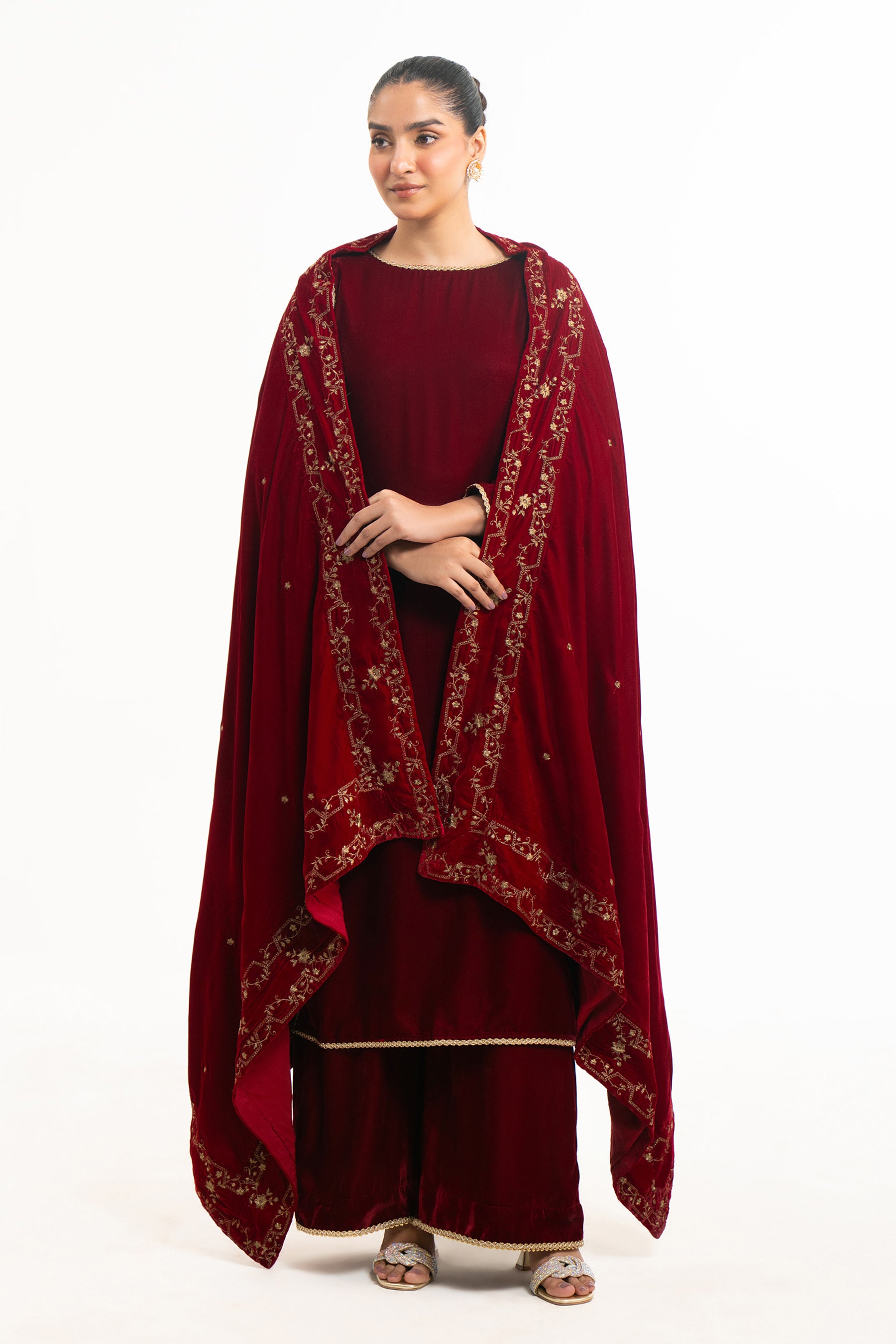 EMBROIDERED VELVET SHAWL