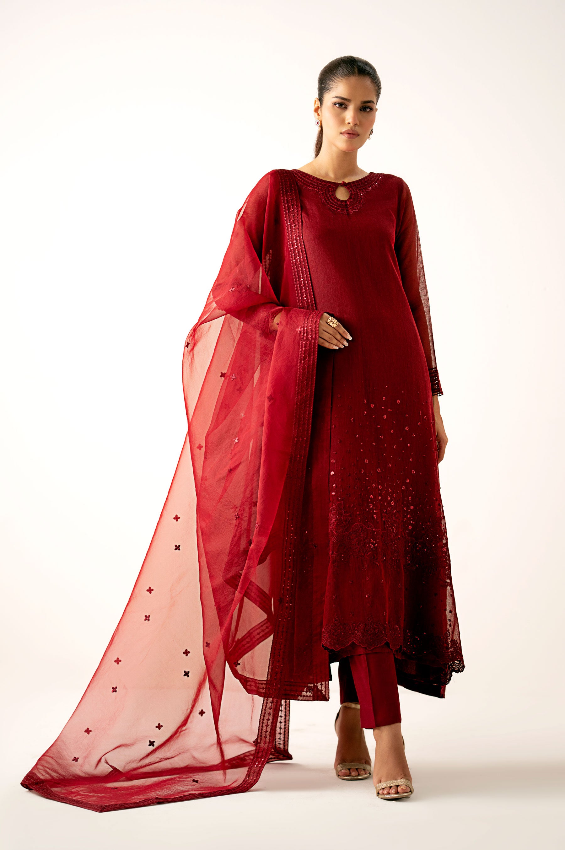 Unstitched 3 Piece Embroidered Khaadi Net Suit – Zeenwoman