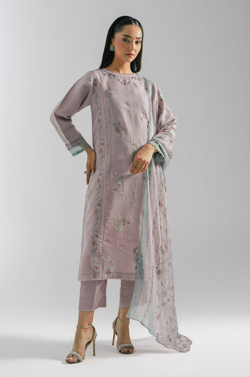 STITCHED EMBROIDERED ORGANZA SUIT – Zeenwoman