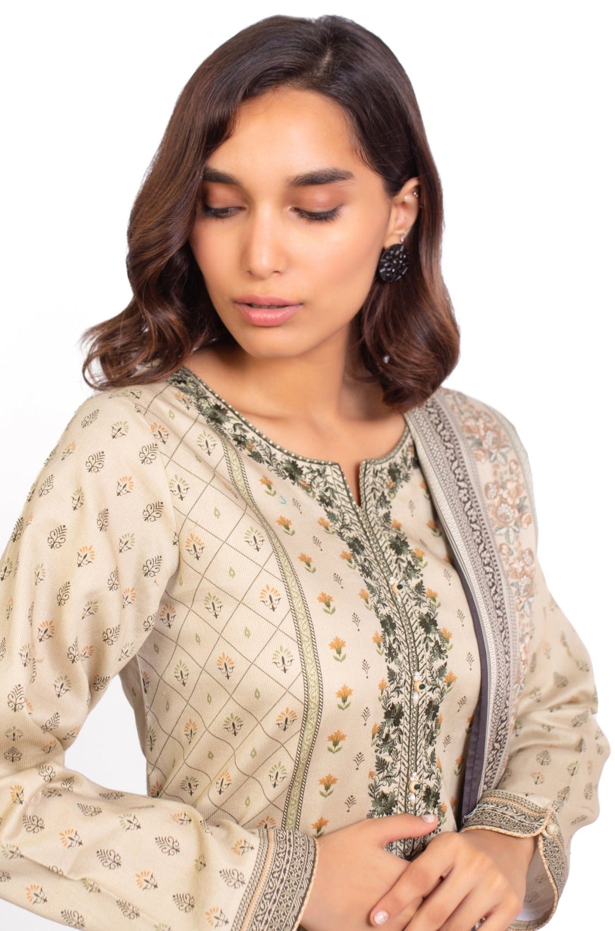 Stitched 3 Piece Embroidered Cottel Suit