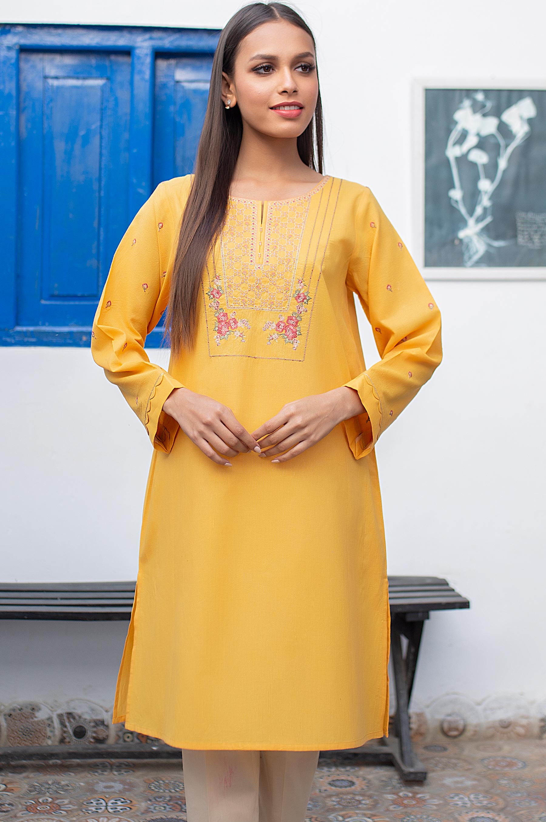 Stitched 1 Piece Embroidered Zari Masoori Shirt – Zeenwoman