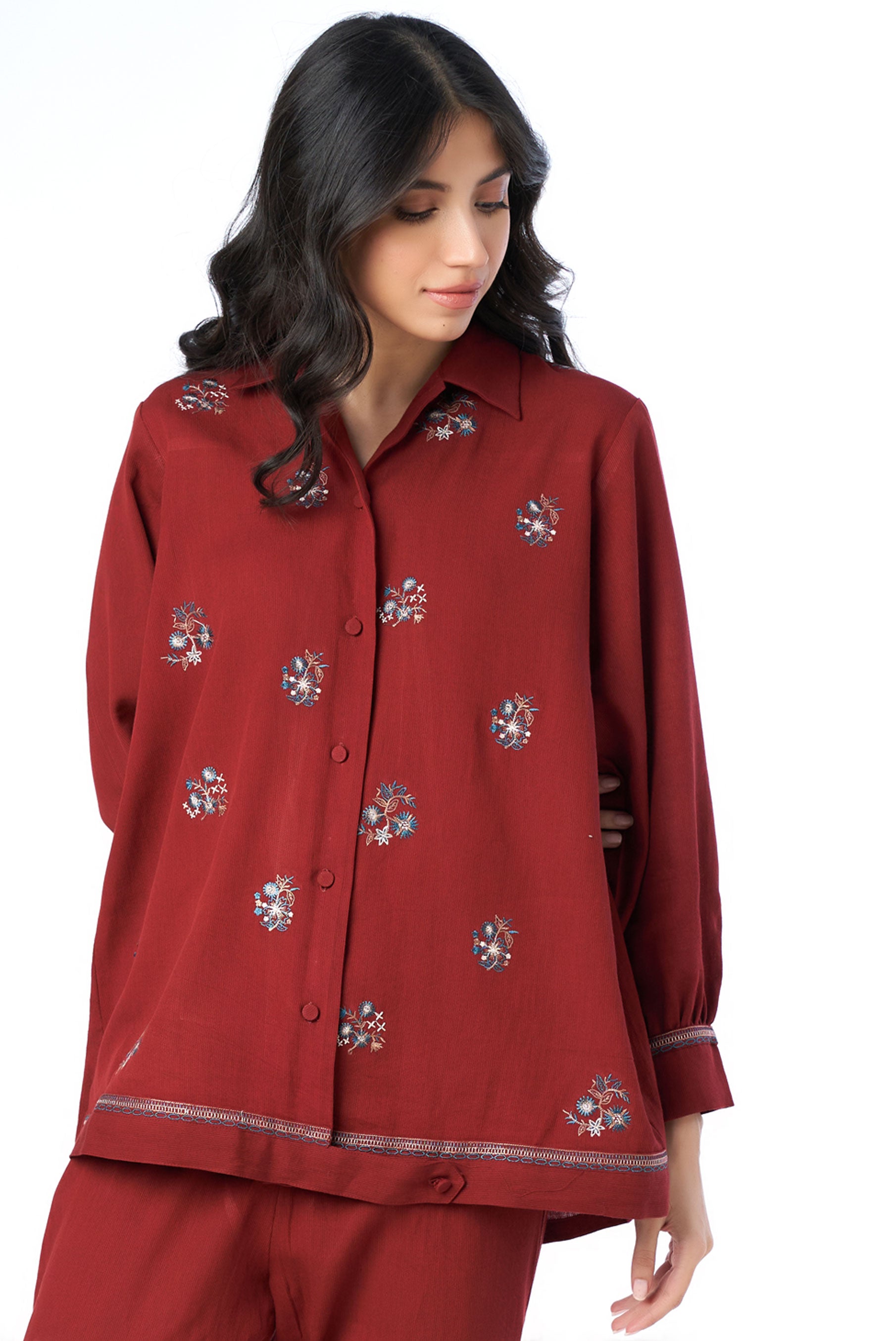 Stitched 2 Piece Embroidered Cottel Co-ord Set – Zeenwoman