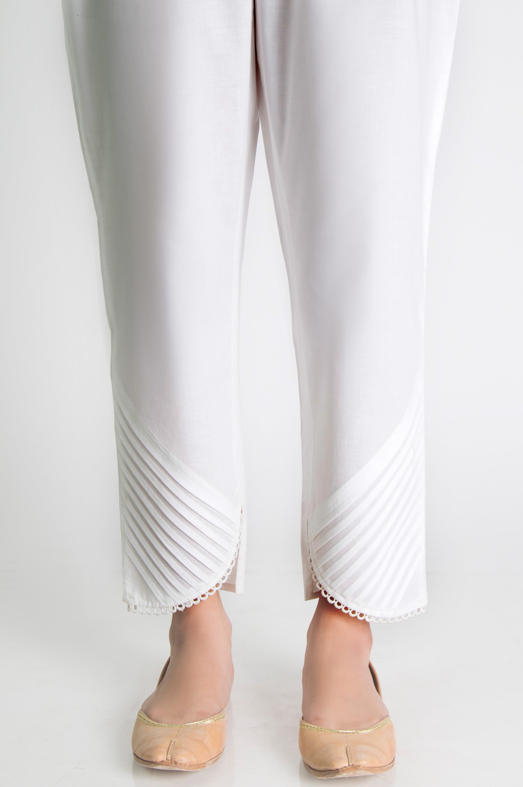 Embellished Cambric Cigarette Pants - White
